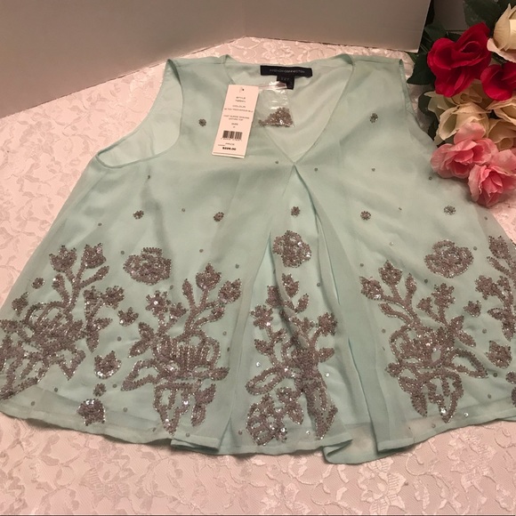 French Connection | Tops | French Connection Sequin Floral Embroidery ...
